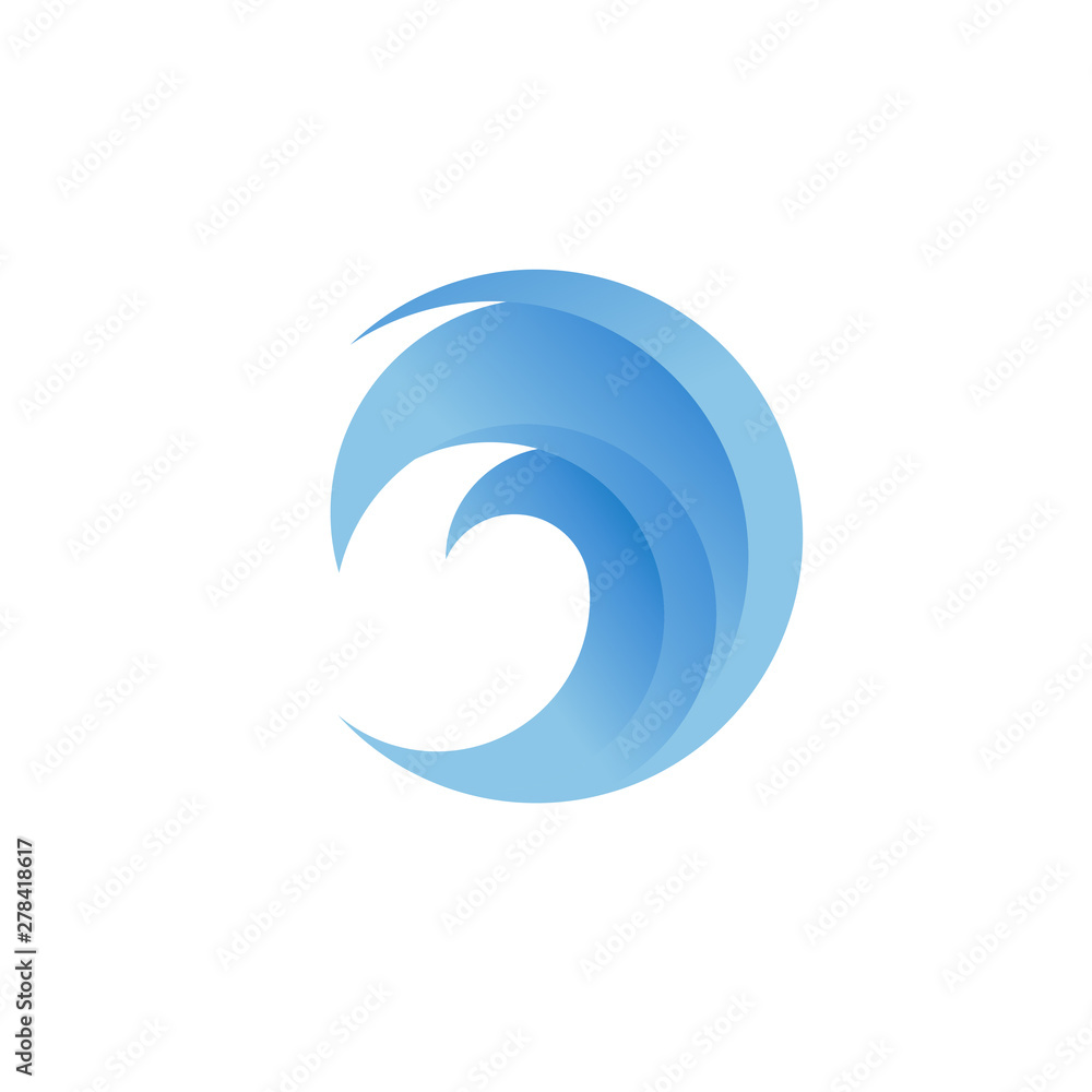 Blue Wave Logo Vector. Wave In Circle Shape Stock Vector | Adobe Stock