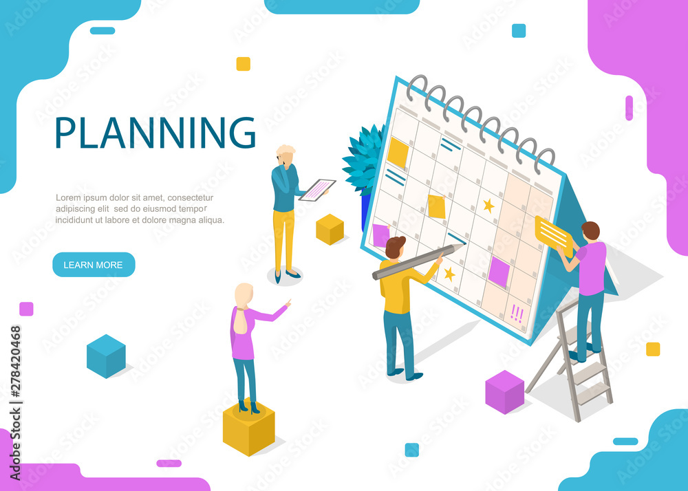 Schedule or Planner Concept Card 3d Isometric View. Vector Stock Vector ...