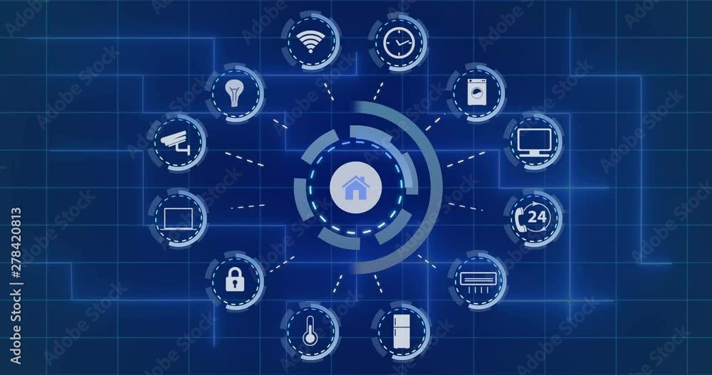 Smart house. Smart home security automation system concept. 4K video ...