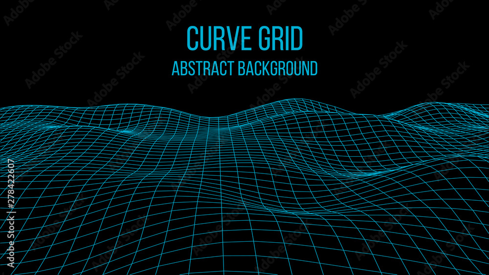 Wireframe landscape wire. Wireframe terrain polygon landscape design ...