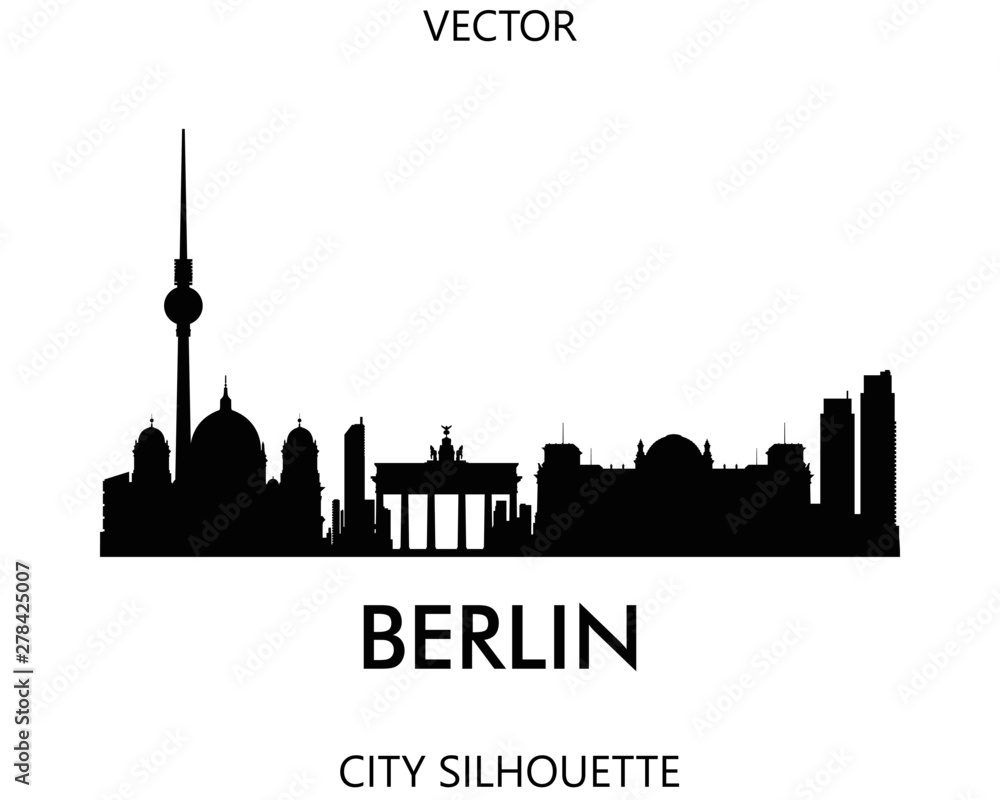 Berlin skyline silhouette vector of famous places Stock Vector | Adobe ...