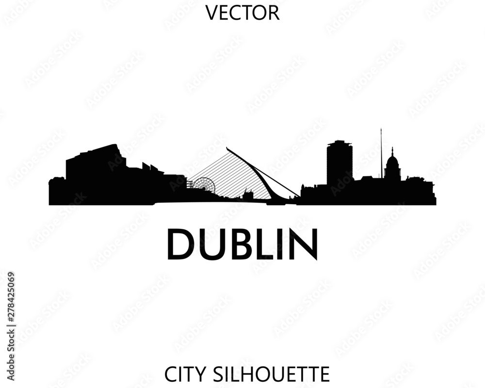Dublin skyline silhouette vector of famous places Stock Vector | Adobe ...