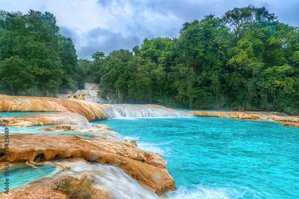 Cascadas de Agua Azul waterfalls. Agua Azul. Yucatan. Mexico Stock ...