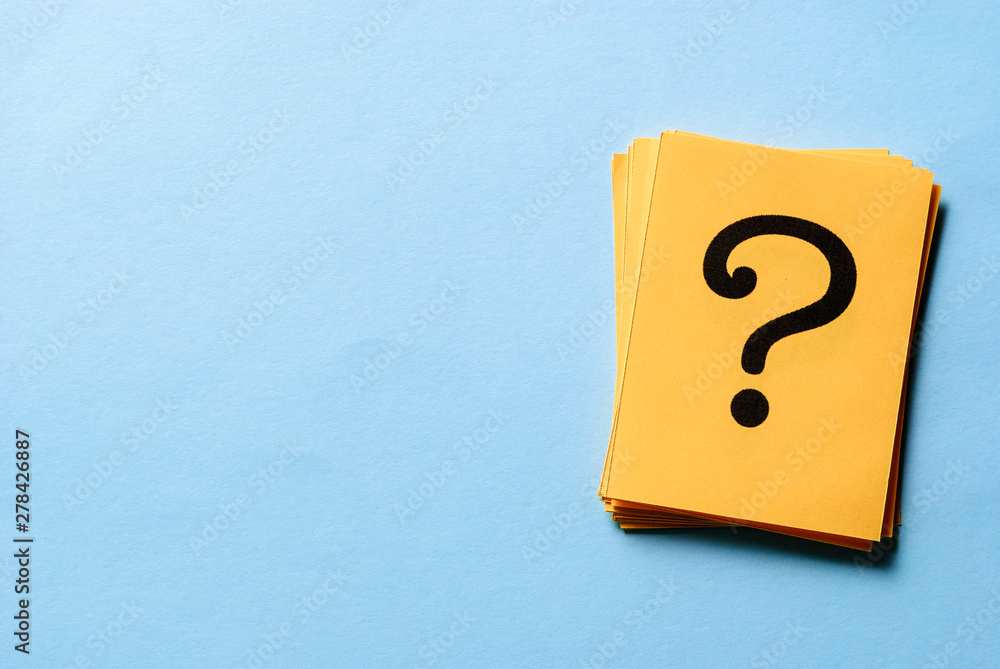Stack of question marks on yellow cards Stock Photo | Adobe Stock