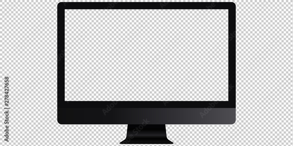 Realistic pc with transparent screen mockup. Vector graphic. Stock ...