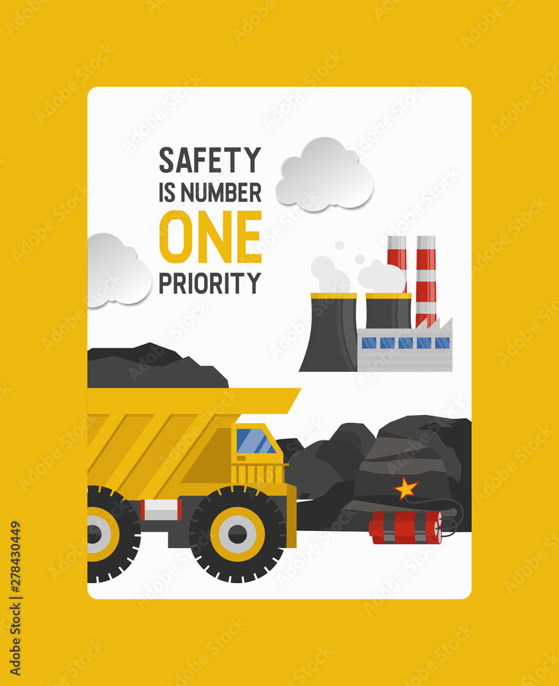 Coal mining, work in the coal mine vector illustration. Various methods ...