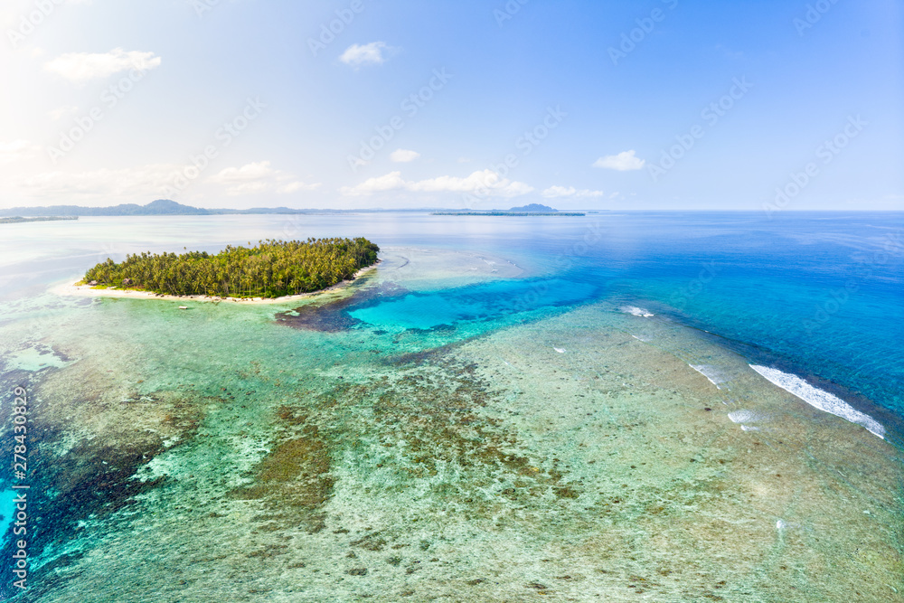 Aerial view Banyak Islands Sumatra tropical archipelago Indonesia ...