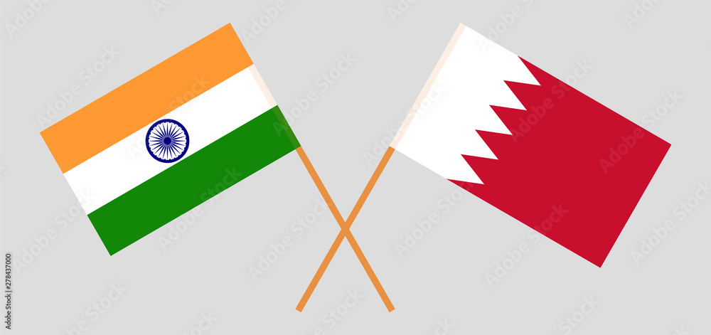 Bahrain and India. Crossed Bahraini and Indian flags Stock Vector ...