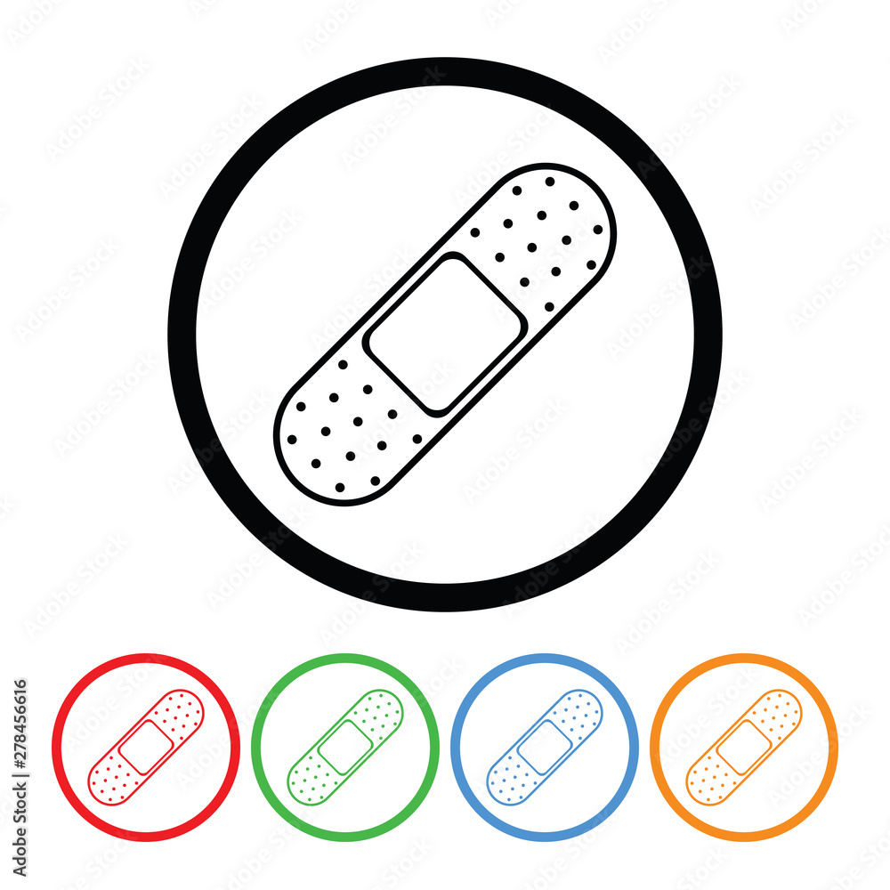 Health bandage icon vector bandage injury symbol with four color ...