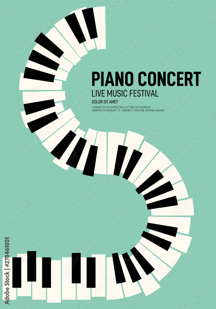 Piano concert and music festival poster modern vintage retro style ...