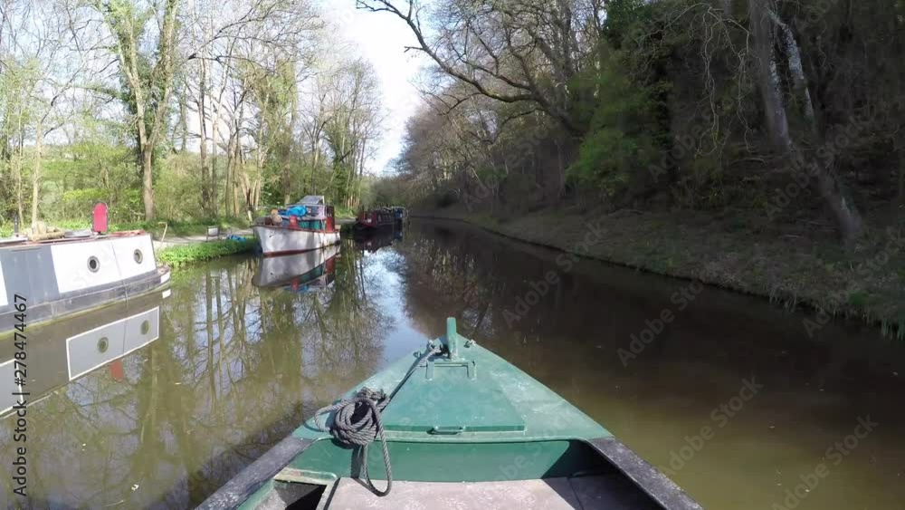 Barge Narrowboat Timelapse. Lovely reflection of the trees in the water ...