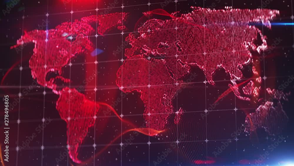 News video background, abstract world map, virtual studio for green ...