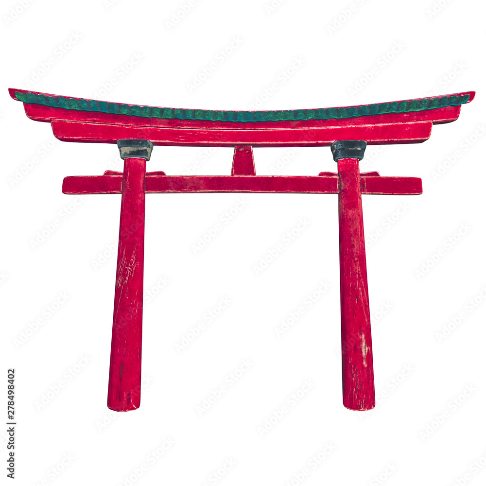 Asian red arch torii. Japan, China architectural element. Isolated on ...