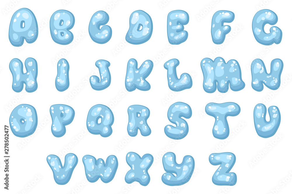 Bubble letters vector cartoon alphabet isolated on a white background ...