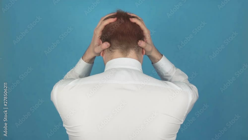 Headache attack, pain in head in nape or temple area due to Migraine or ...