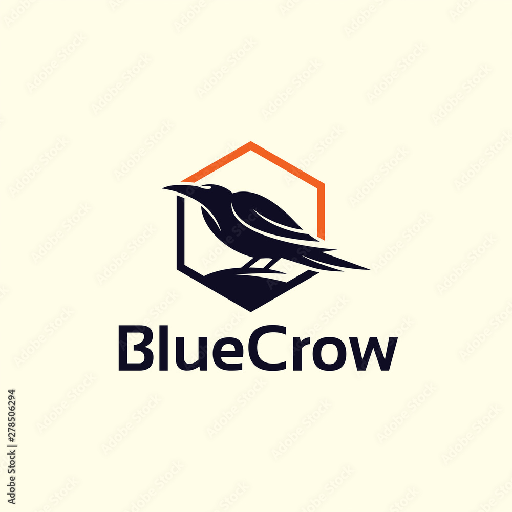 Crow Hexagon Logo Stock Vector | Adobe Stock