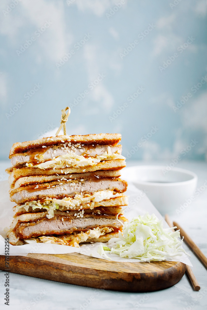 Katsu Sando - traditional japanese cutlet sandwich with deep fried pork ...