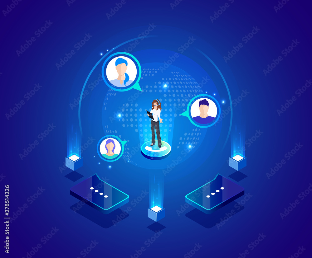 Vector template for website and app. Customer, client care and support ...