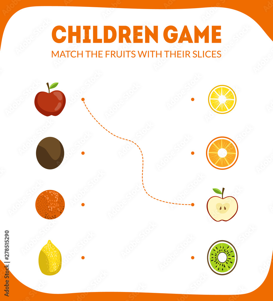 Children Educational Game for Preschool Kids, Match the Fruits with ...