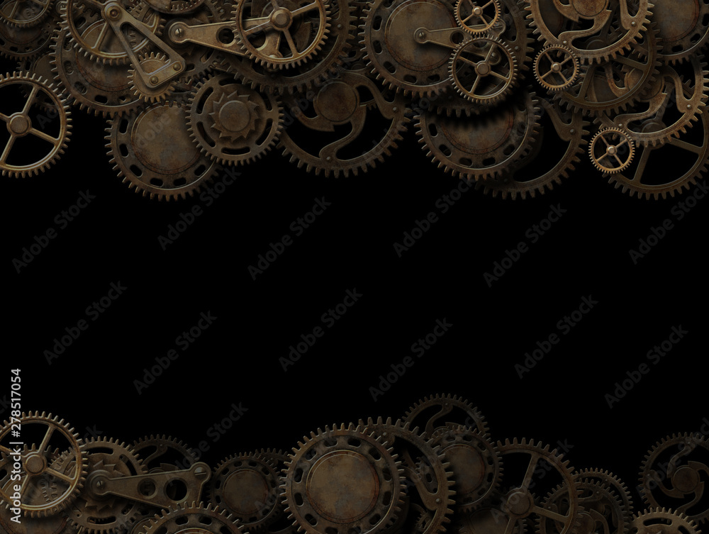 Steampunk clockwork mechanism background Stock Illustration | Adobe Stock