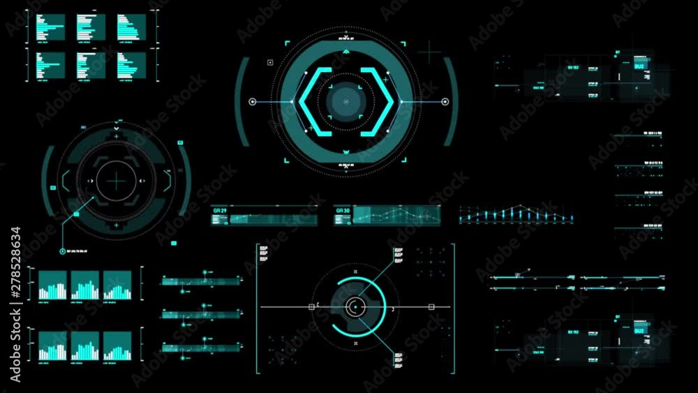 Target pointer and Futuristic user interface HUD GUI digital text ...