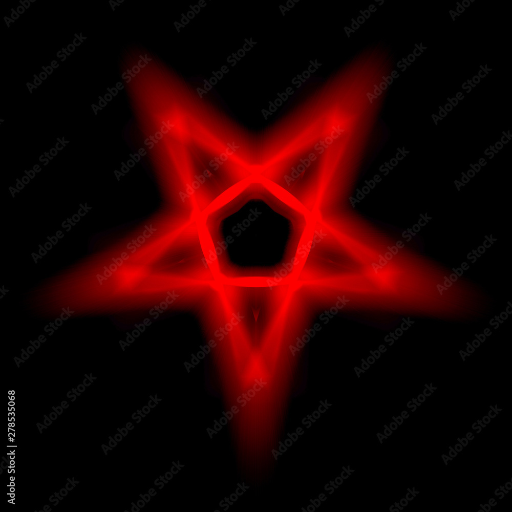 Reversed Pentagram symbol. Wiccan symbols- Cross of Sulfur. Blood red ...