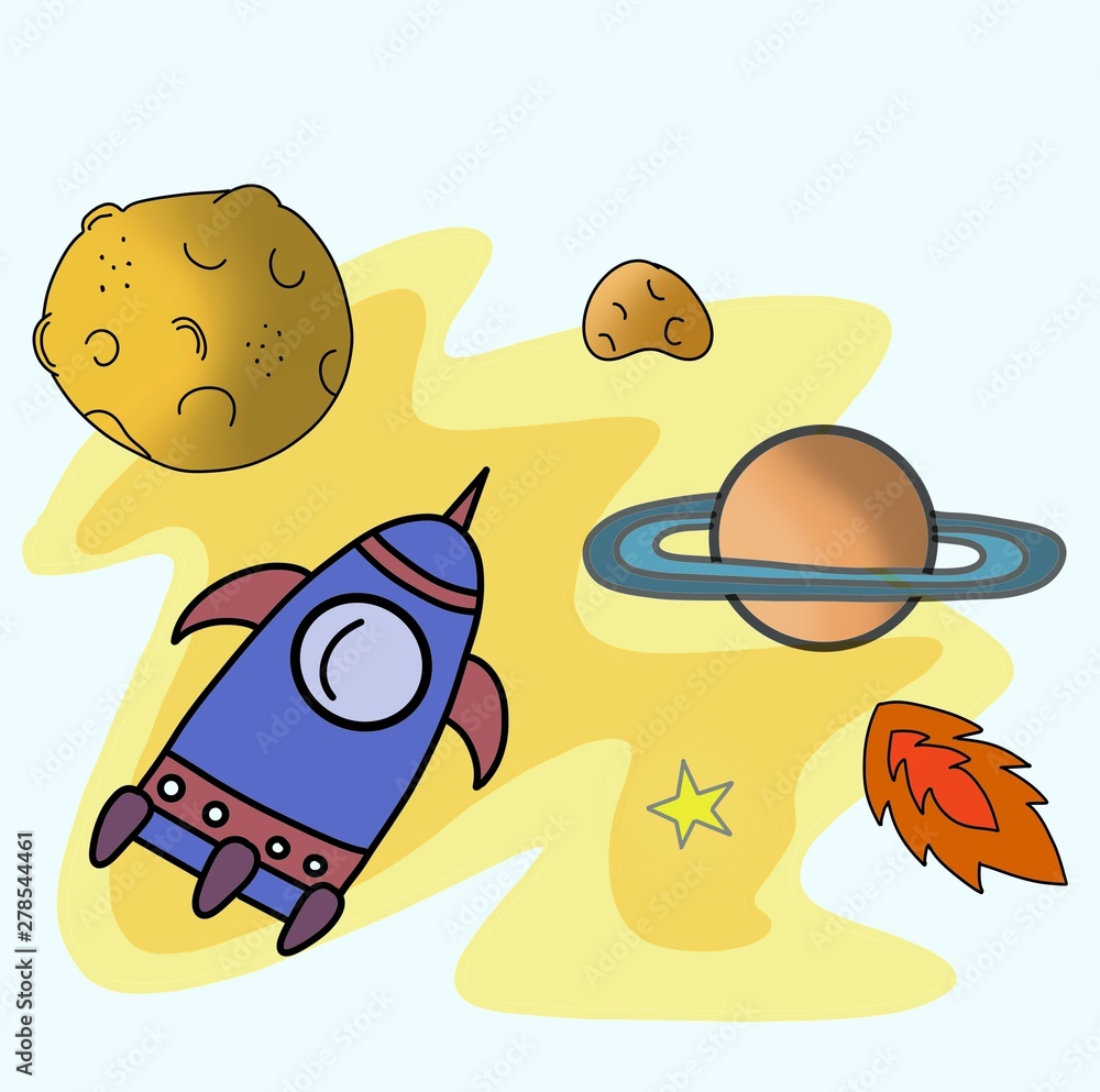 cartoon illustration of space Stock Illustration | Adobe Stock
