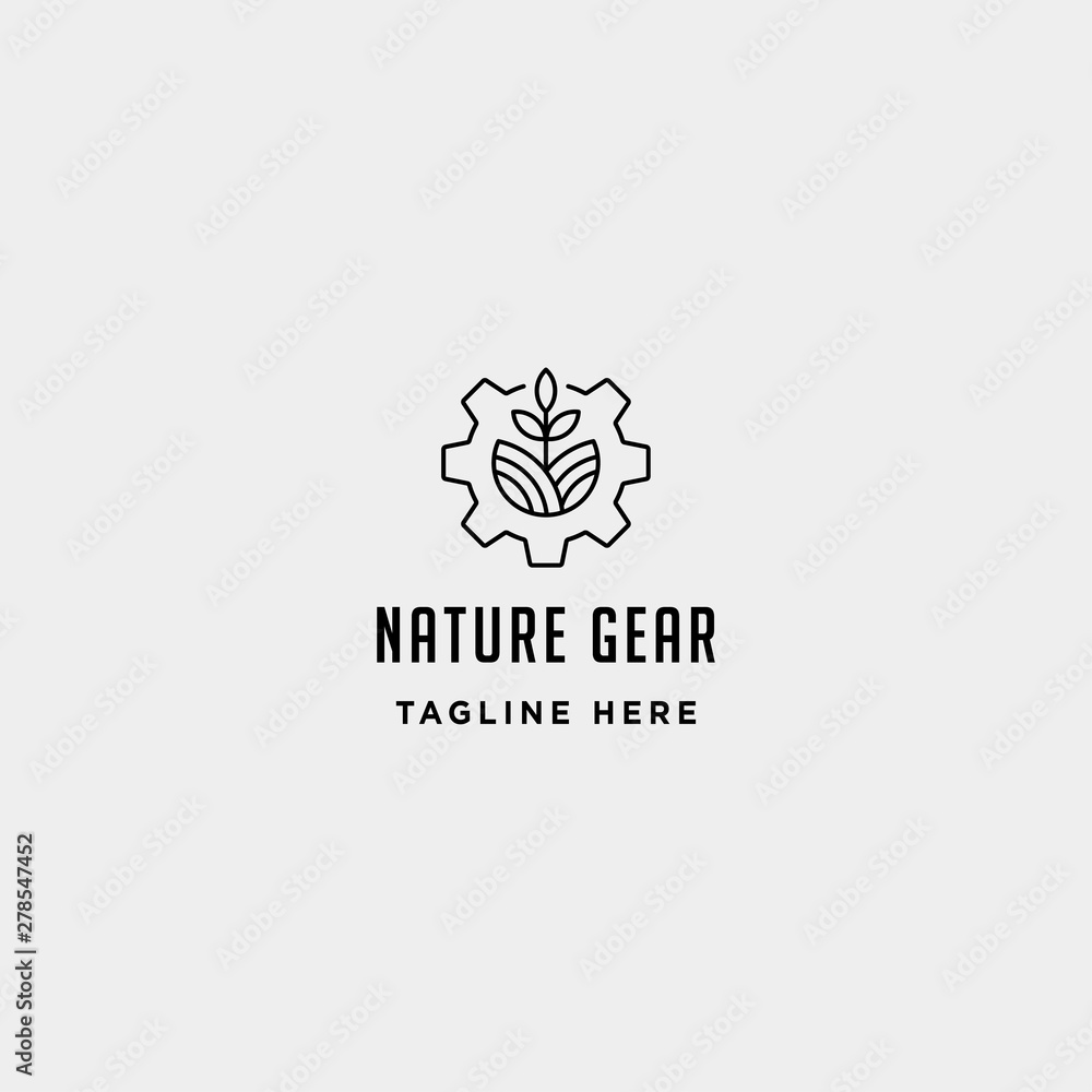 nature gear logo vector farm industry line icon symbol sign isolated ...