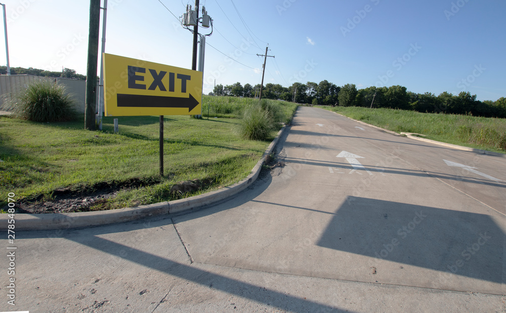 exit sign on side of road Stock Photo | Adobe Stock