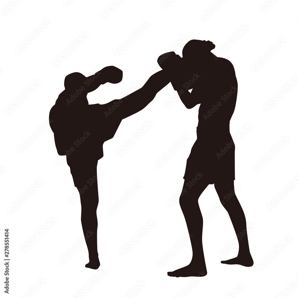 Fighting Silhouettes Stock Vector | Adobe Stock
