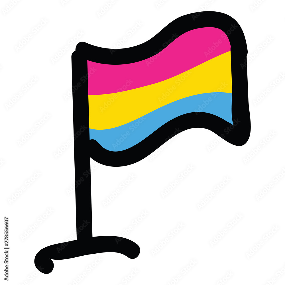 Cute Pansexual Flag Cartoon Vector Illustration Motif Set Hand Drawn Isolated Lgbtq Pan