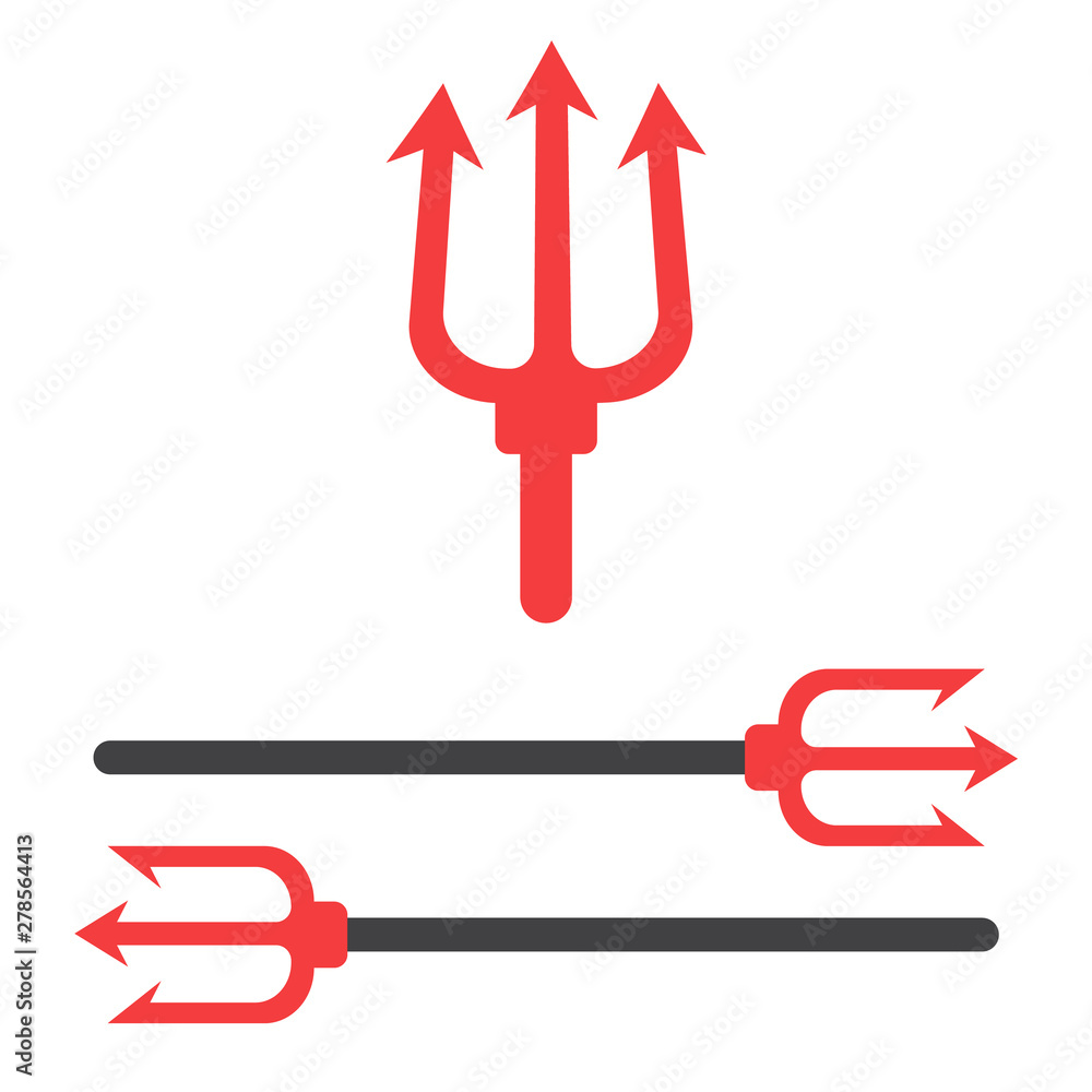 trident logo design. Pitchfork devil set. Trident devil icon Stock ...