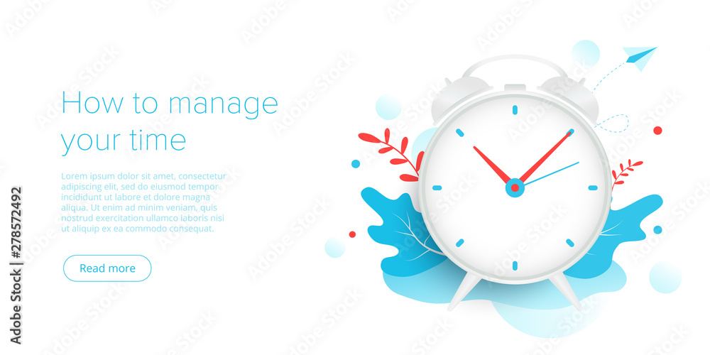 Effective time management in flat vector illustration. People working ...