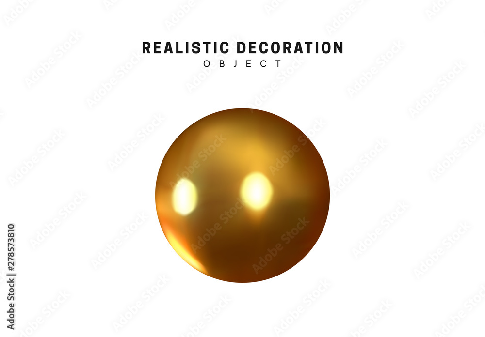 Gold geometric shapes 3d round spherical objects. metal balls design ...