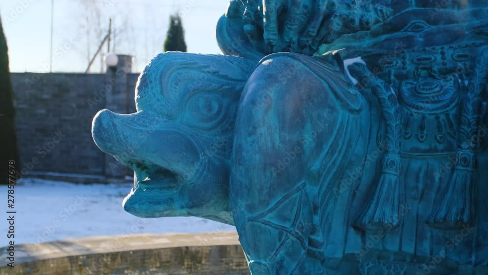 Close-up of statue of Neptune. Stock footage. Part of sculpture of ...