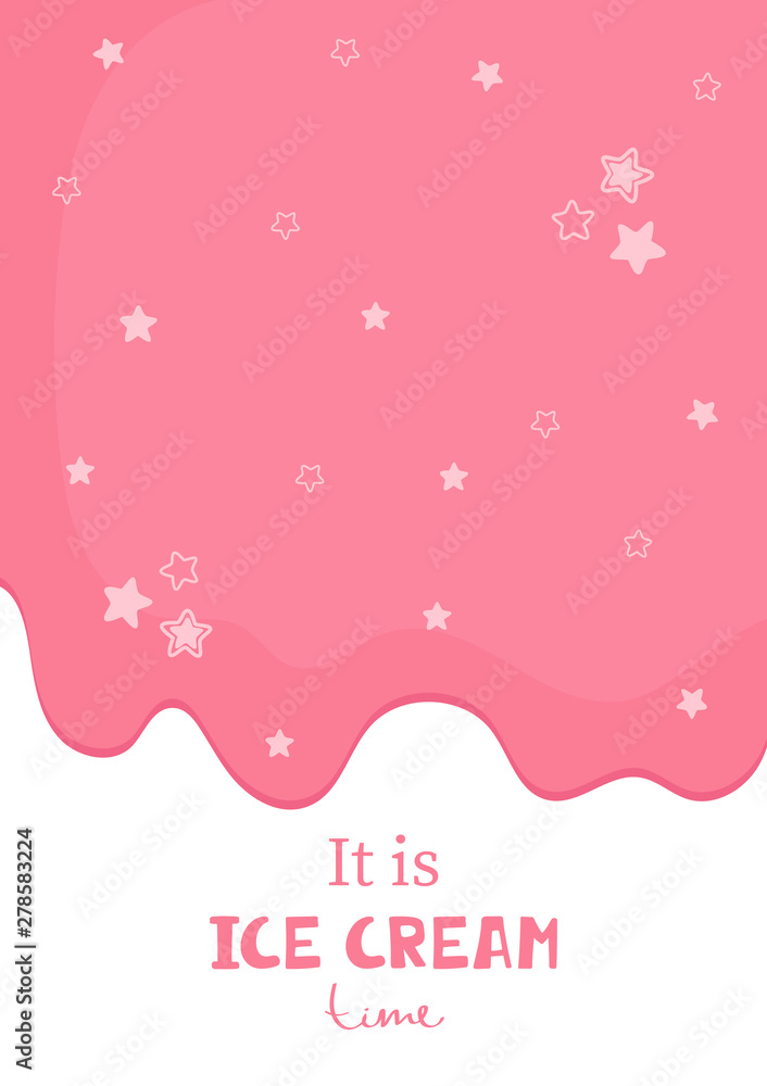 Cute poster with handwritten lettering It is ice cream time of ice ...