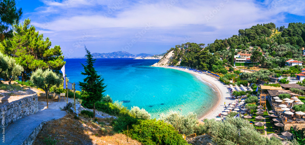 Best beaches of Samos island - beautiful Tsambou . Greece Stock Photo ...