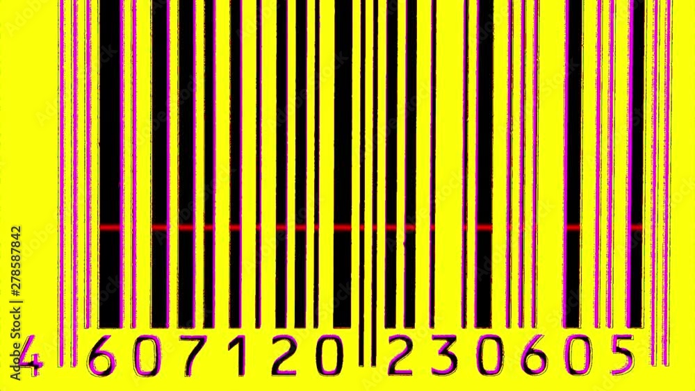 Barcode scanner. Barcode chaos. Animated background. Sequence of fast ...