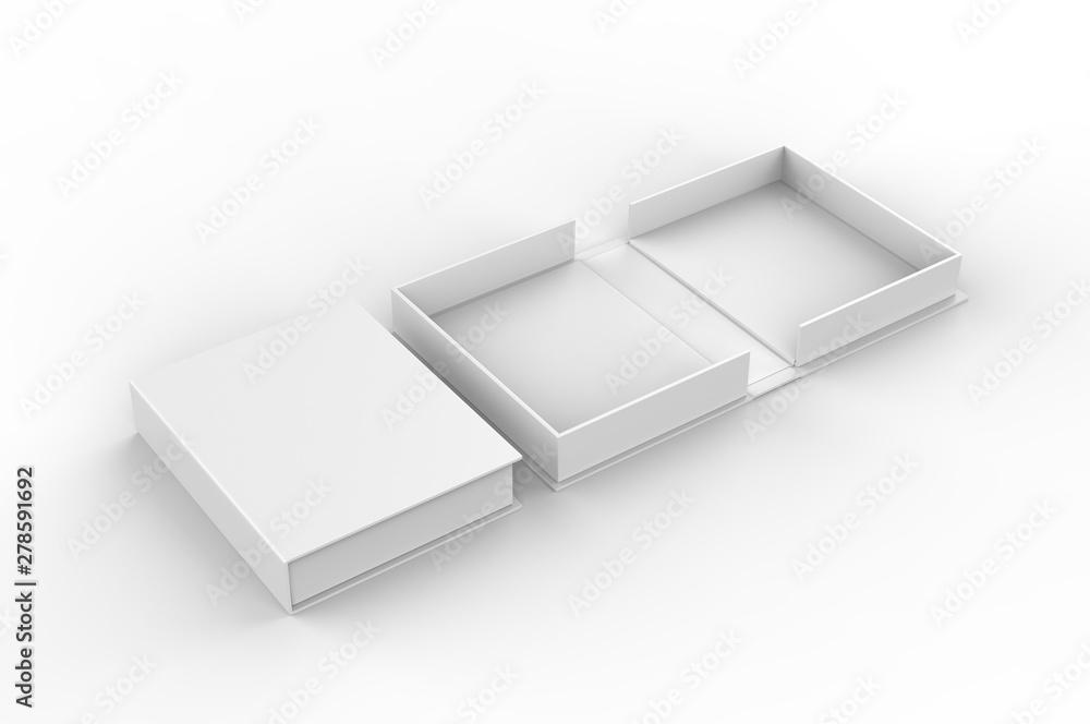 Blank clam shell box for branding mock up. 3d render illustration ...