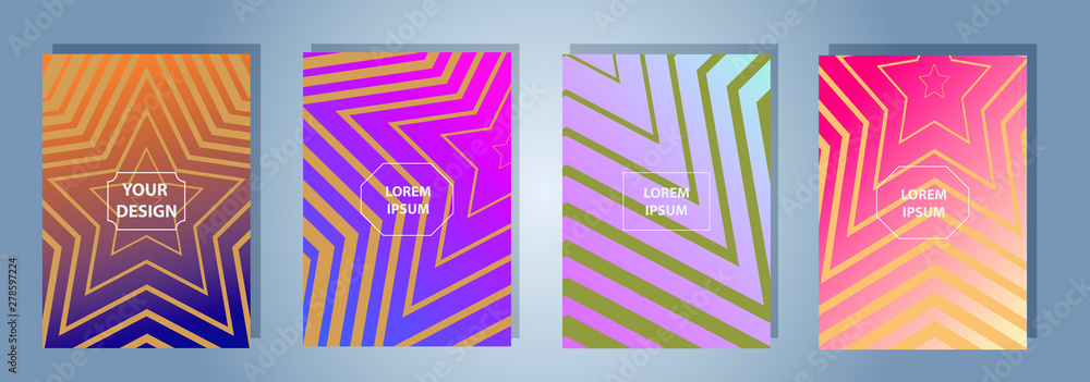 A4 format colorful gradient modern cover design. Geometric shapes and ...