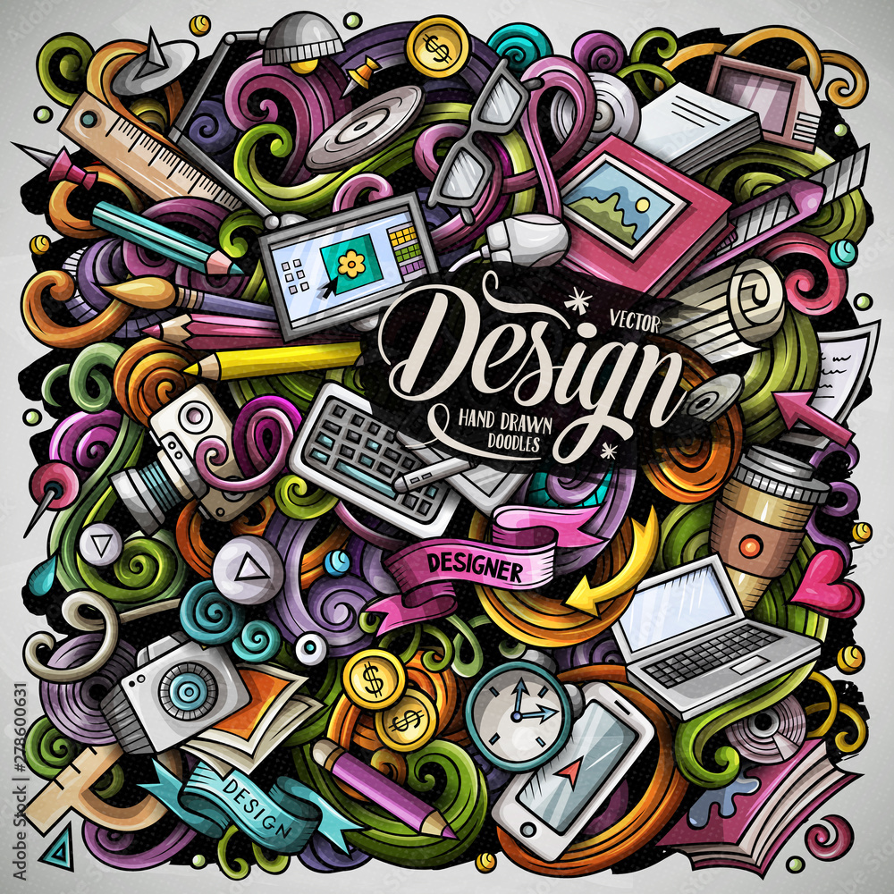 Cartoon vector doodles Art and Design illustration Stock Vector | Adobe ...