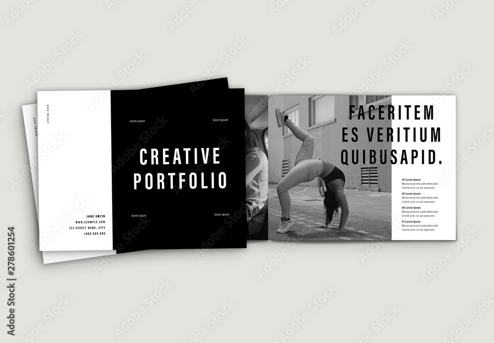 Black and White Portfolio Layout Stock Template | Adobe Stock