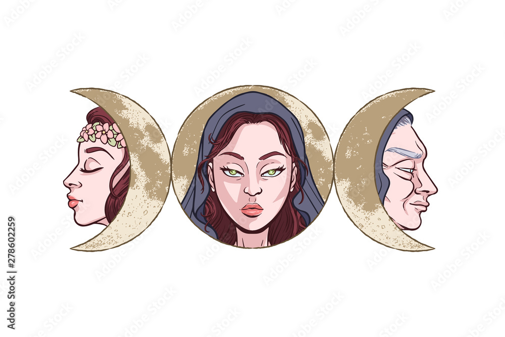 Triple goddess as Maiden, Mother and Crone, beautiful woman, symbol of ...