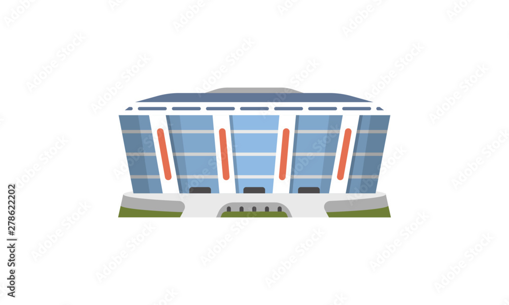 Sport stadium front view vector in cartoon style. City arena exterior ...