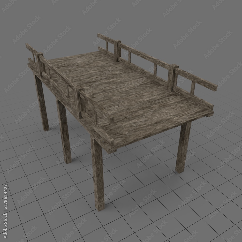 Wooden pier with railings Stock 3D asset | Adobe Stock