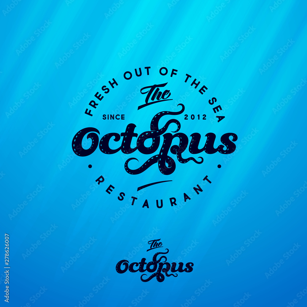 Octopus logo. Seafood restaurant logo. Tentacles of octopus and ...