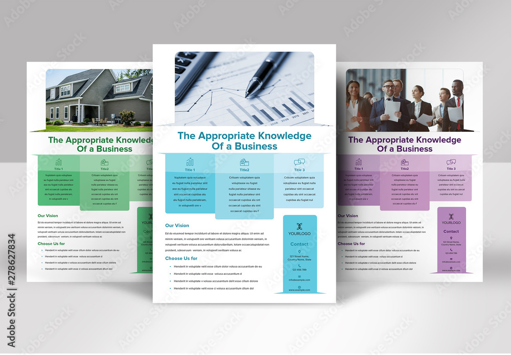 Flyer Layout with Round Shape Elements Stock Template | Adobe Stock