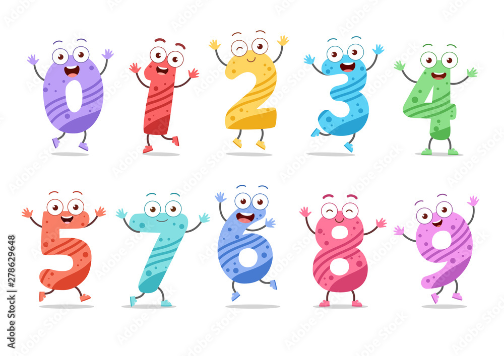 Cute funny numbers vector illustration set Stock Vector | Adobe Stock