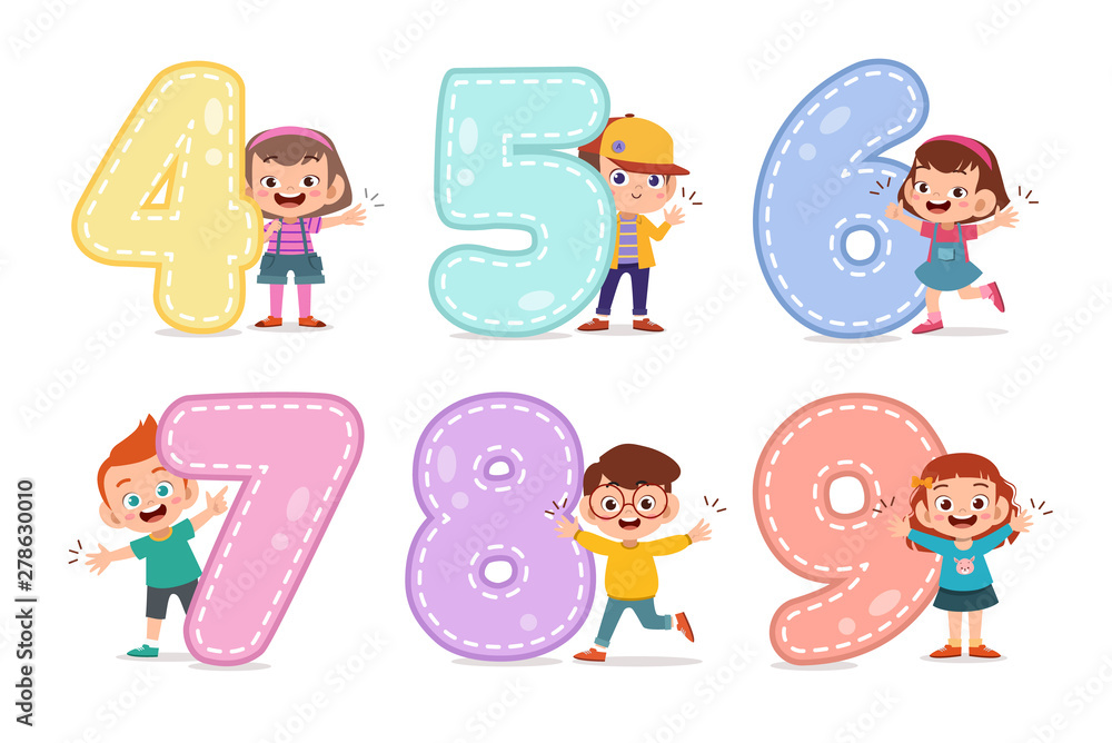 Cartoon kids with 123 numbers Stock Vector | Adobe Stock
