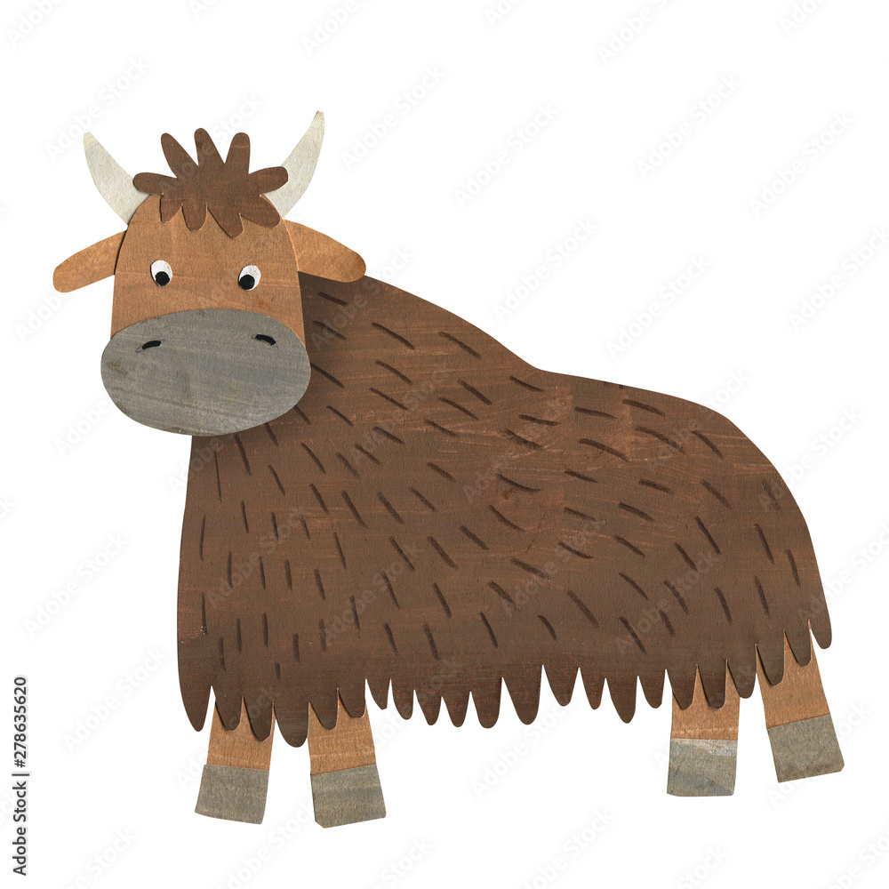 Cute yak cartoon hand drawn gouache illustration Stock Illustration ...